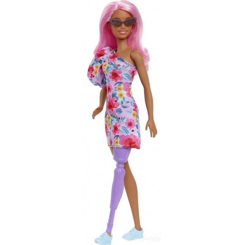 Boneca Barbie Fashionista com Estojo - Cabelo Rosa e Perna com Prótese ...