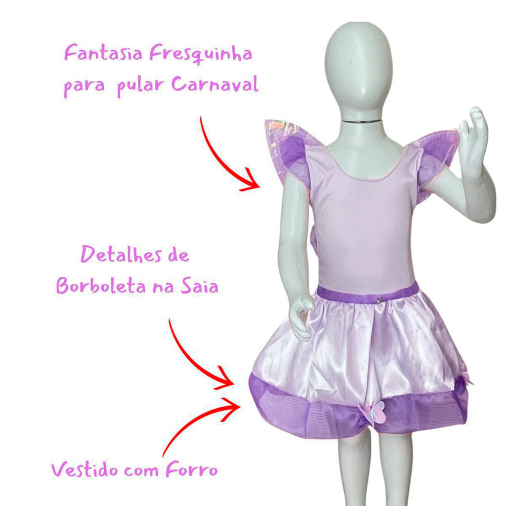 Fantasia Infantil - Borboleta - Lilás - Tamanho P - Brink Model ...